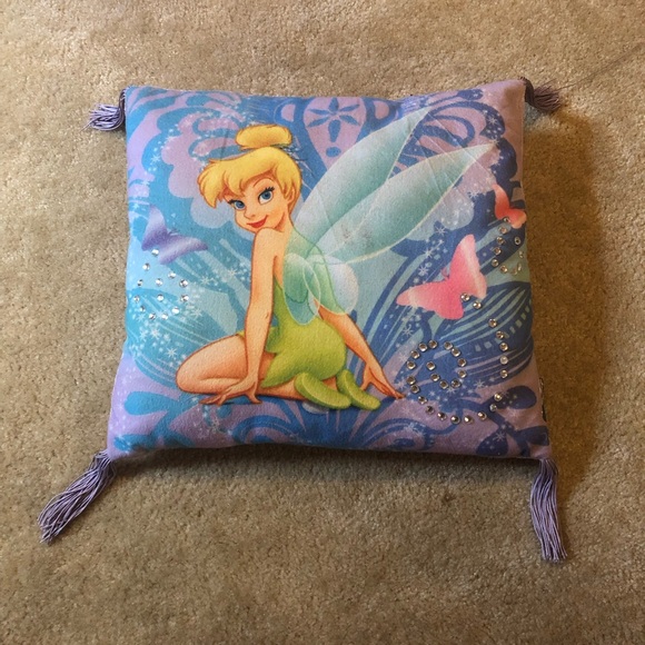Disney | Other | Vintage Disney Tinker Bell Purple Throw Pillow With ...